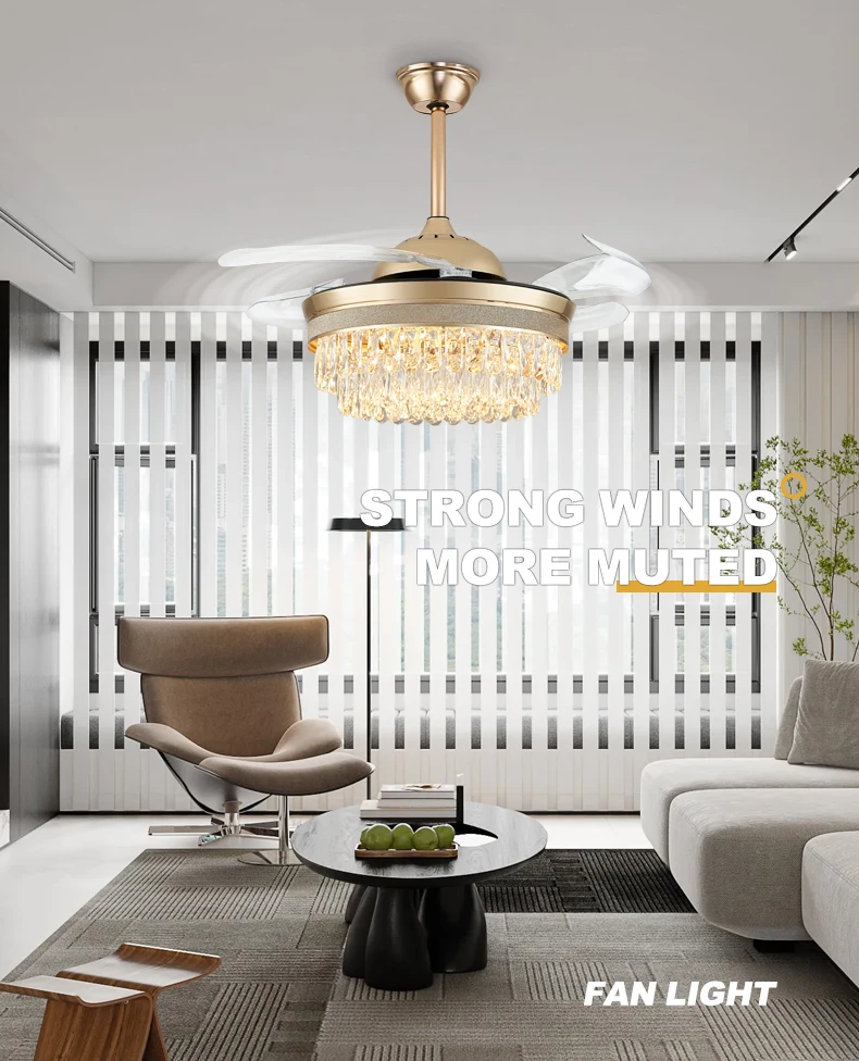 Chrome Body Decorative 42-Inch Ceiling Fan with LED Light