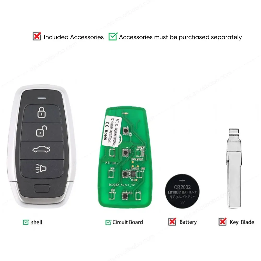 Autel IKEYAT004CL IKEY 4 Buttons Smart Universal Key Used with Altra ...