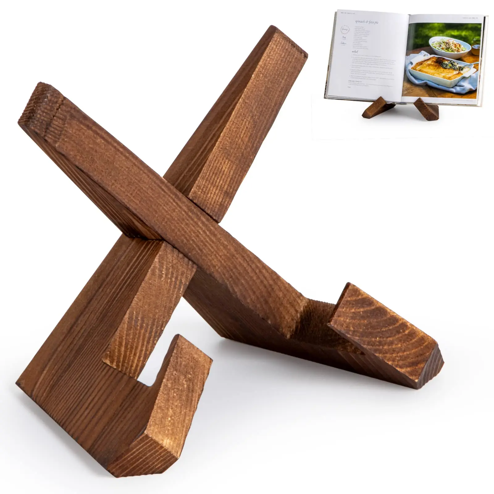Bamboo Book Stand,Adjustable Book Holder Tray And Page Paper Clips ...