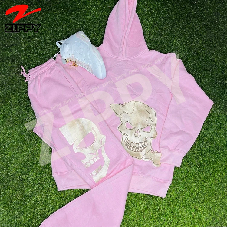 Custom Embroidery Sweatsuit Hip Hop Pullover Hooded Sweatshirt Slim Fit ...