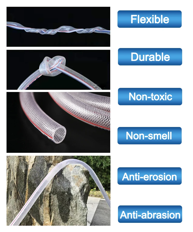 Transparent Pvc Fiber Reinforced Tubing Braided Net Hose Garden Hose ...