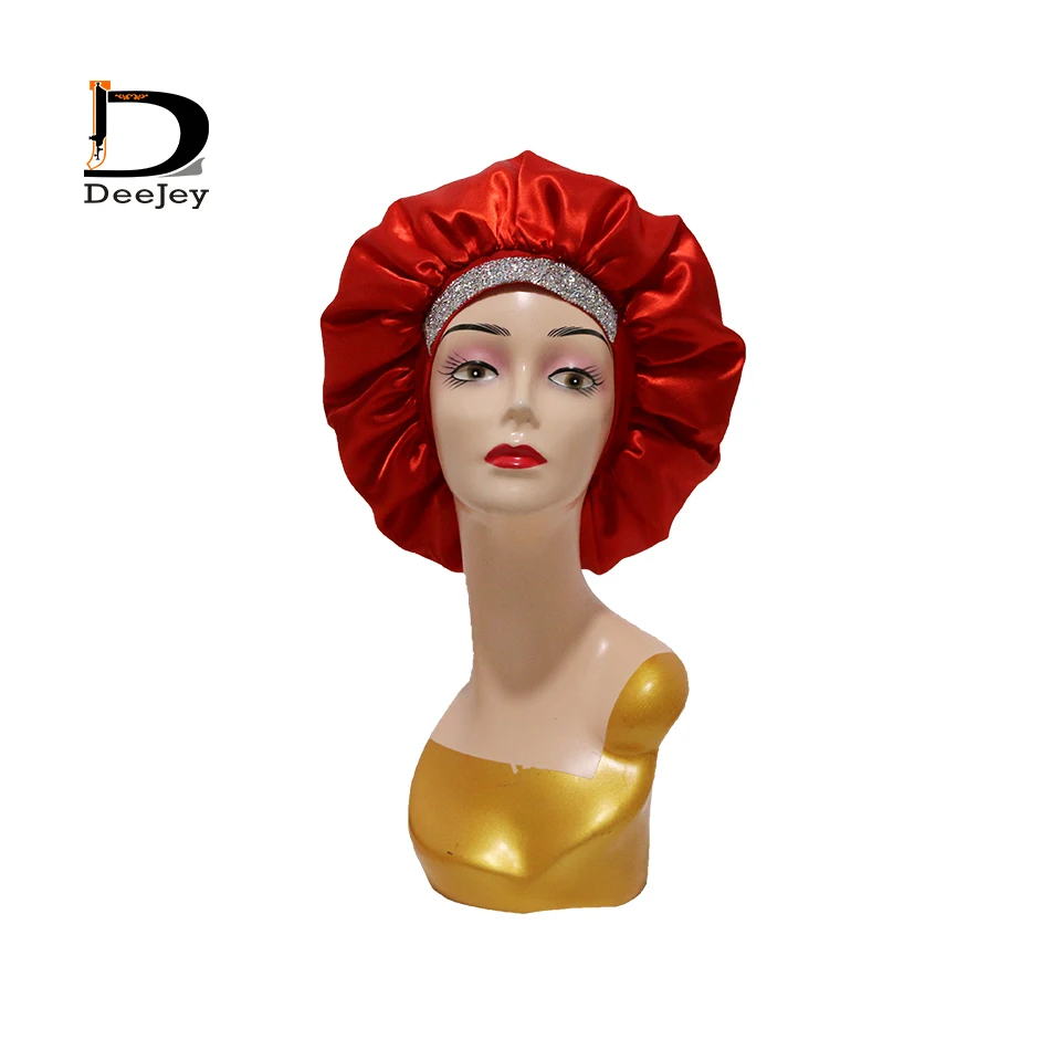 Custom Logo Soft Satin Bonnets Double Sided Designer Hair Bling Bonnet ...