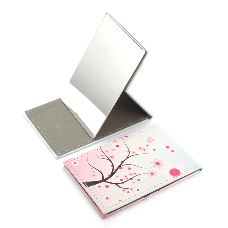 Custom Logo Design Stainless Steel Mirror 110*70mm Foldable Pu Leather ...