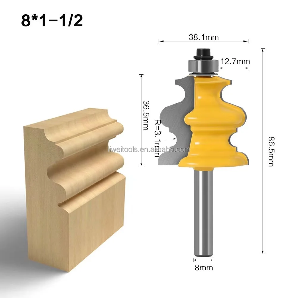 10pcs 8mm Shank Architectural Molding Handrail Router Bit Set Casing