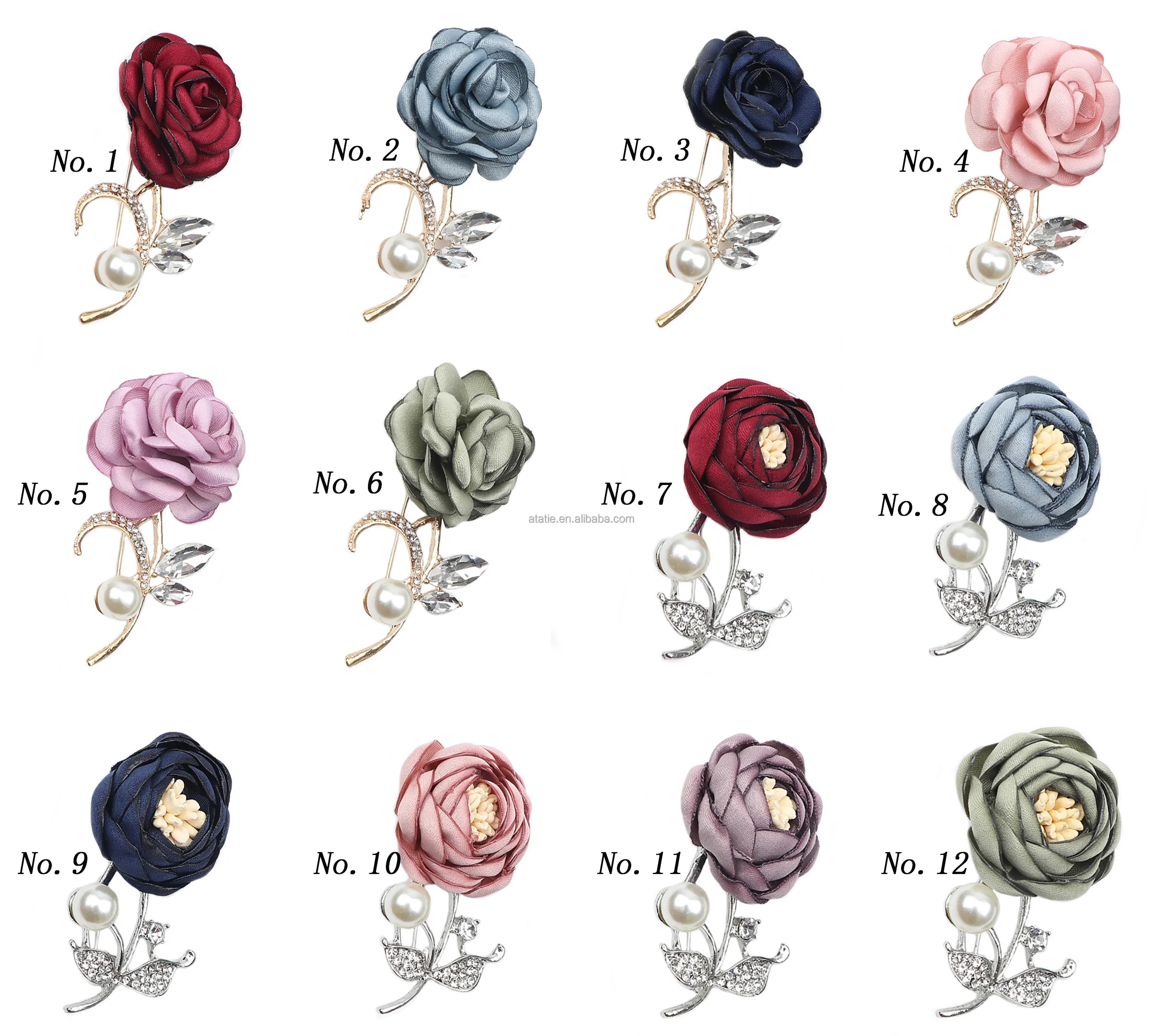 Sweet Vintage Red Rose Brooches Blue Pink Purple Floral Breastpin Men Coat Pins Groom Wedding ...