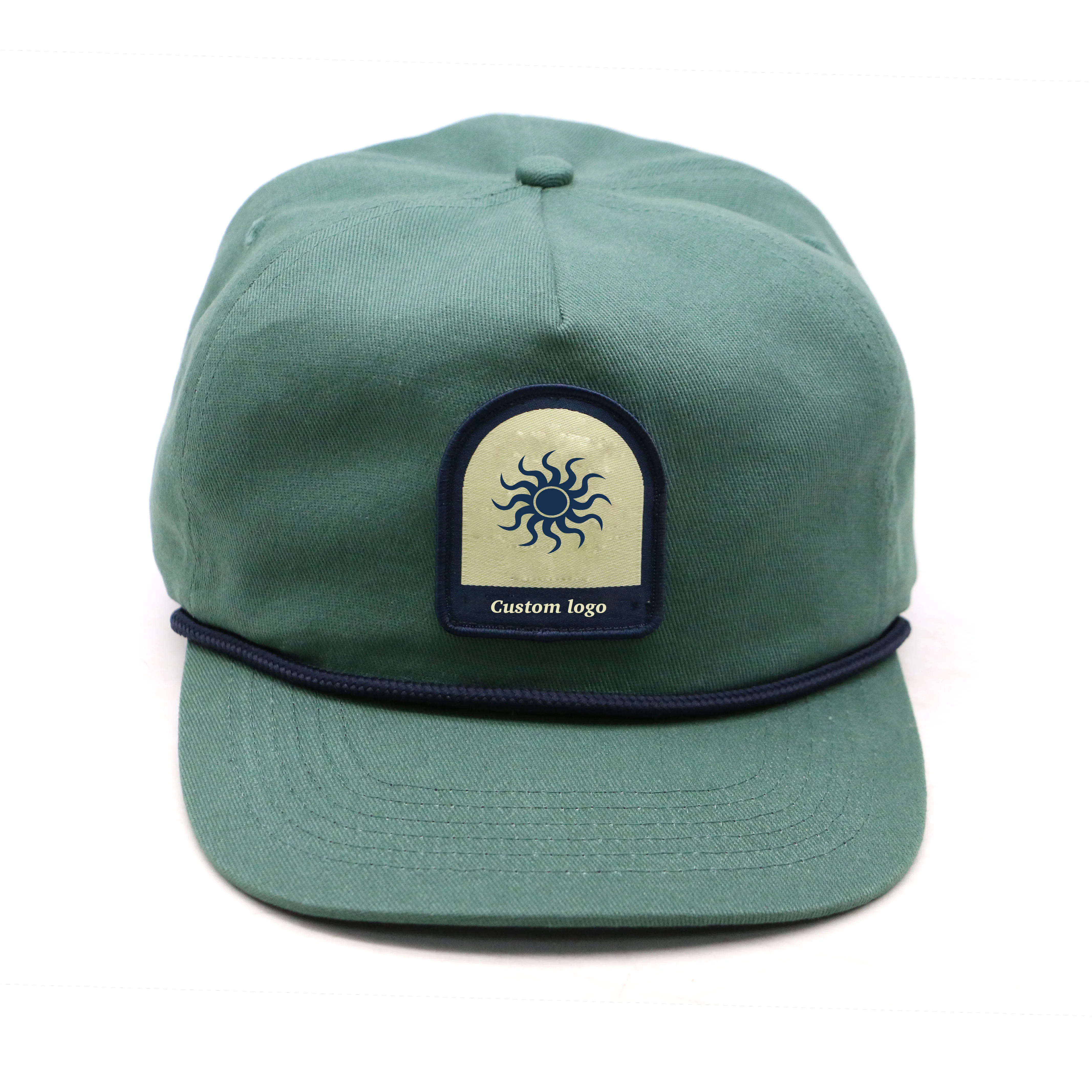 100% Cotton Flat Brim Custom Print Logo 5 Panel Unstructured Snap Back ...