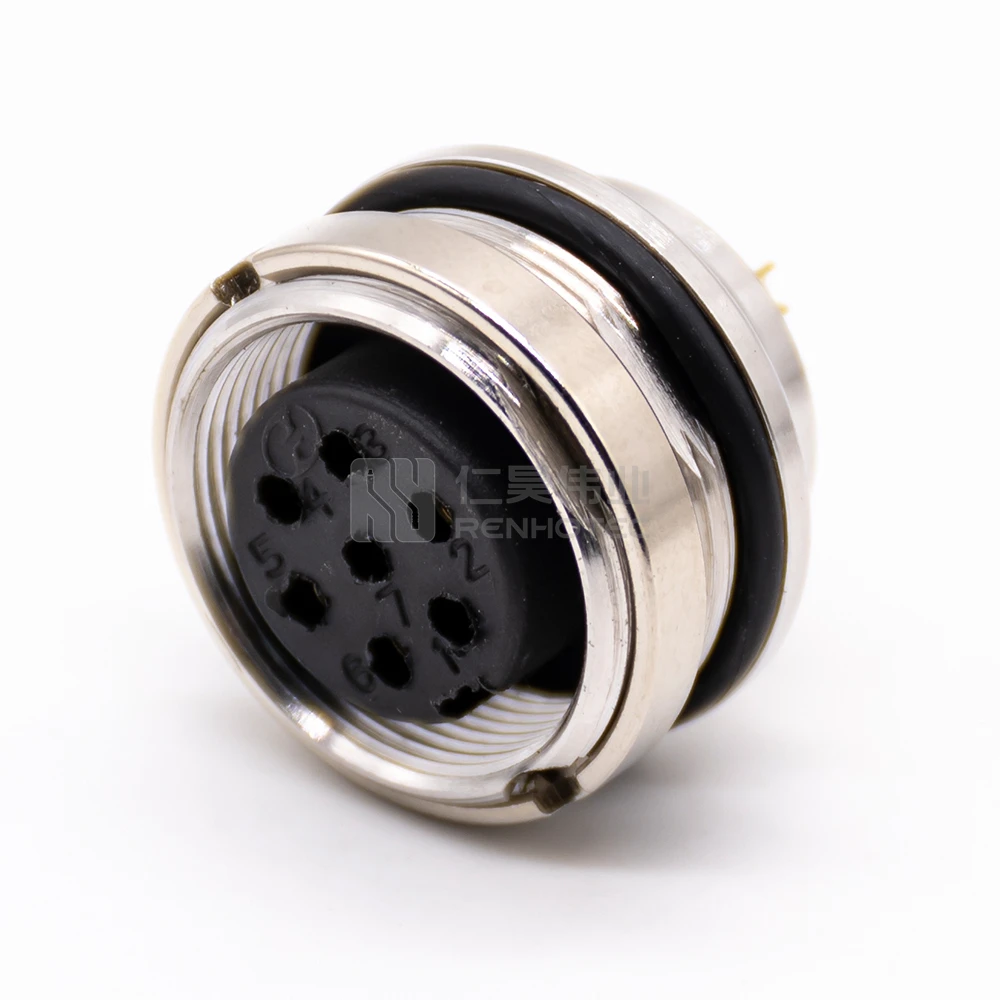 Power Connector Waterproof M16 Female Straight Pcb Back Mount Connector ...