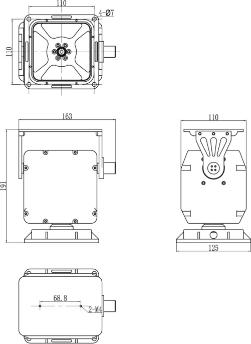 24V RS485 IP66 Mini Outdoor Pan/tilt Motorized Pantilt 3.5kg