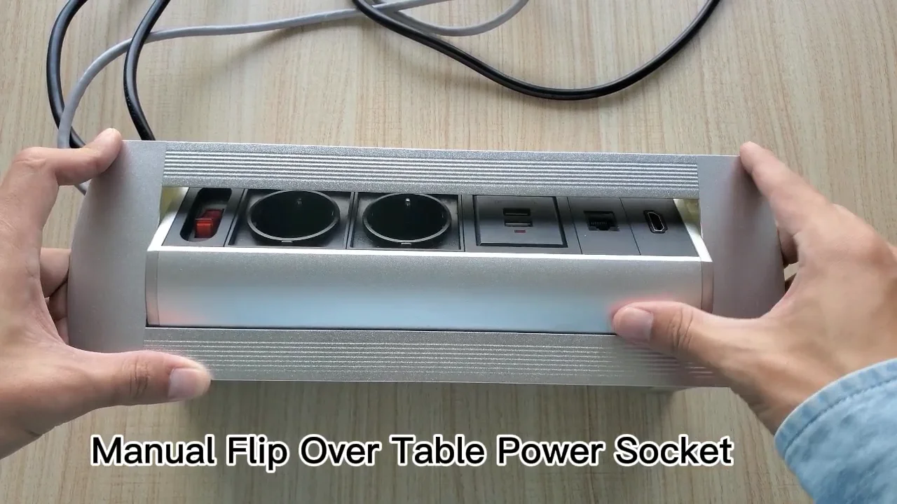 Bnt Flushed Mounted Office Table Brushed Aluminum Alloy Tabletop Socket ...