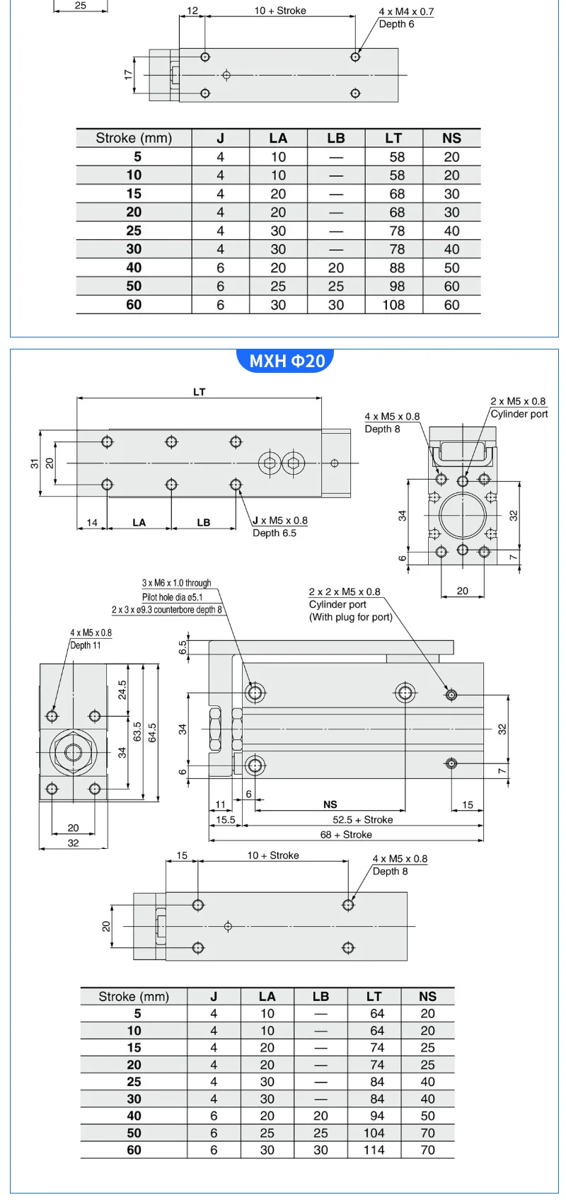 Yolon Mxh/hlh Series Mini Pneumatic Guided Cylinder Smc Type Precision Building Material Motor ...