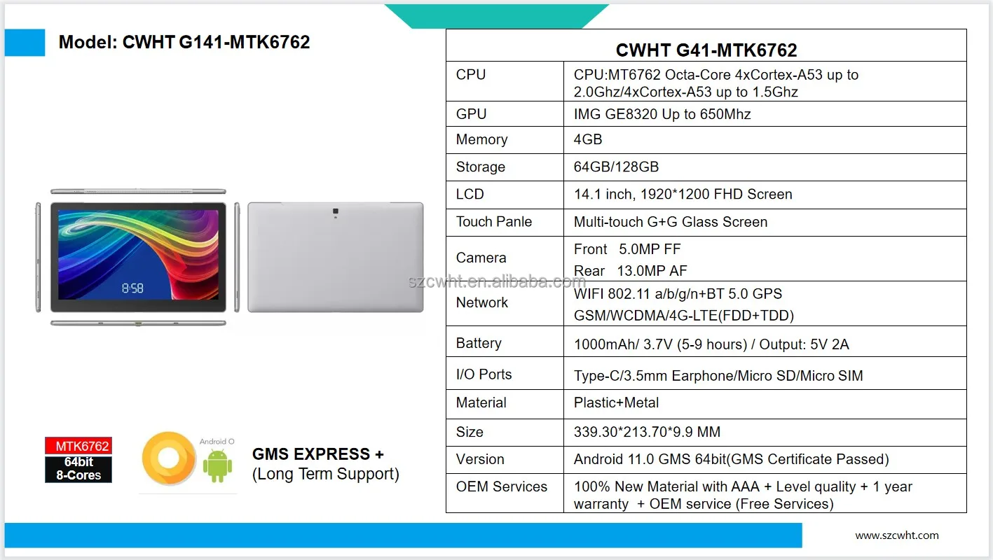 Android 14" Inc Tablet Multi Touch Screen Frameless 4gb Ram 128gb 256 ...