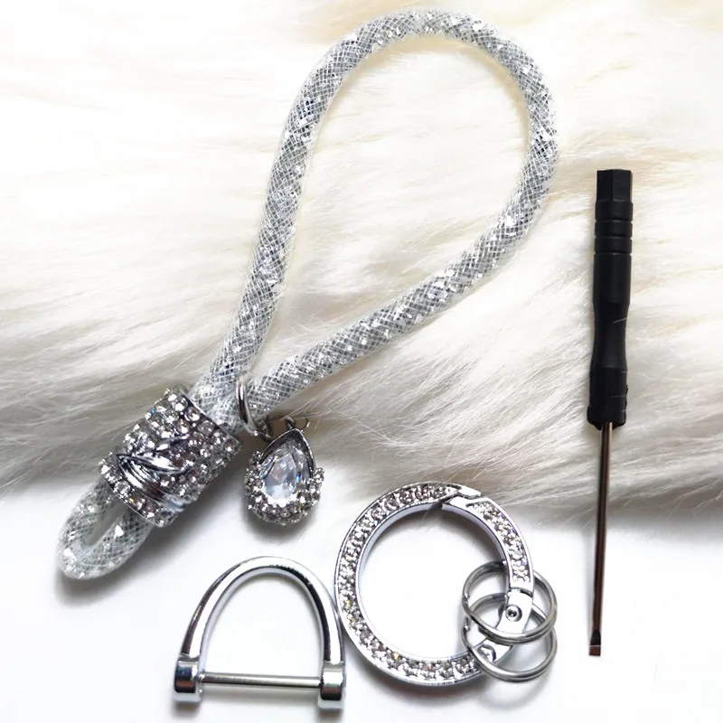 Crystal Bling Key Chains Women Wrist Strap Glitter Rhinestone Keychain ...