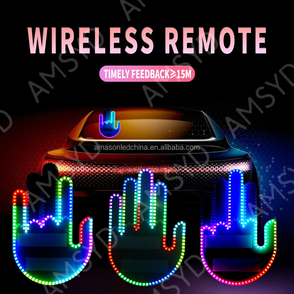 AMS LED 7 Models Middle Finger Light Auto Car SUV Interior Rear ...