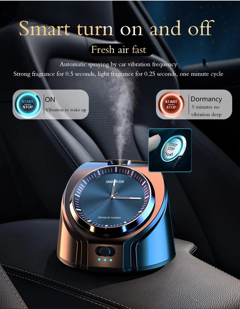 New Clock Light-sensing Smart Car Aromatherapy Machine Ornament ...