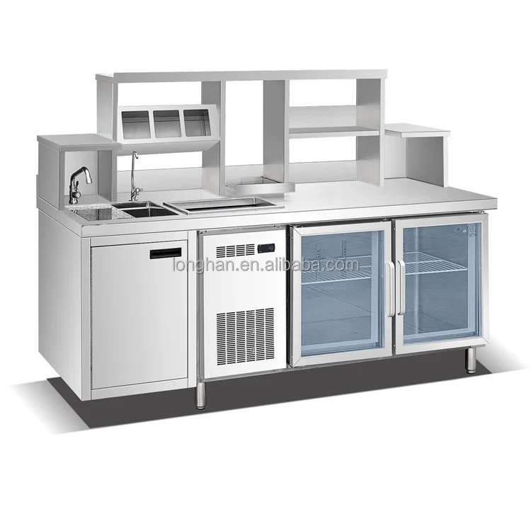 Stainless Steel Cocktail Station Bar Fridge with Adjustable Shelves ...