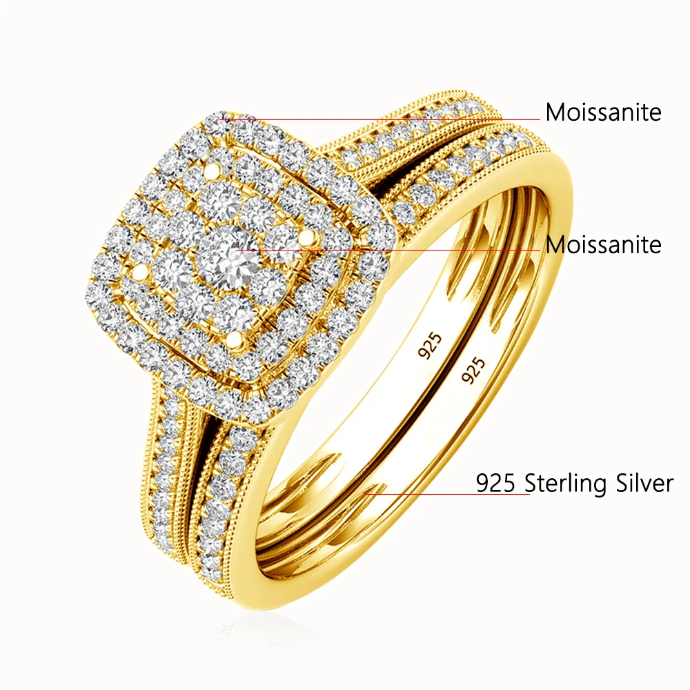 Fine Jewelry Engagement Moissanite Diamond Women Luxury Silver 925 Wedding Rings Couple Set Alibaba