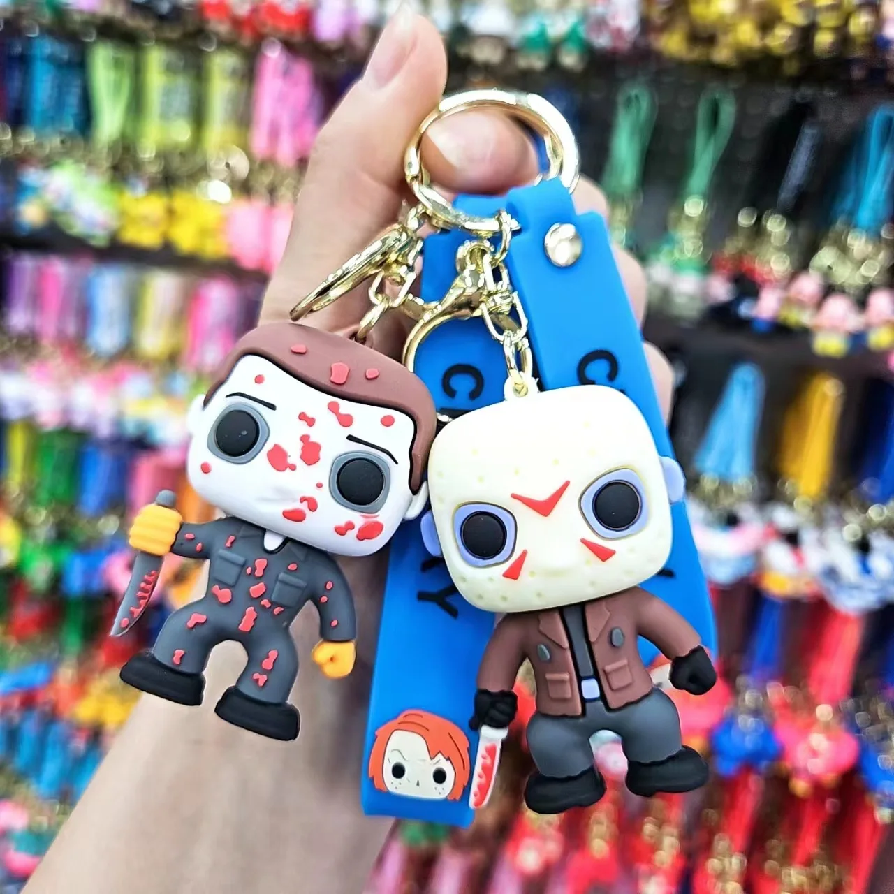 9 Styles Chucky Clown Rubber Keychain Glen Cartoon Horror Scream Ghost ...
