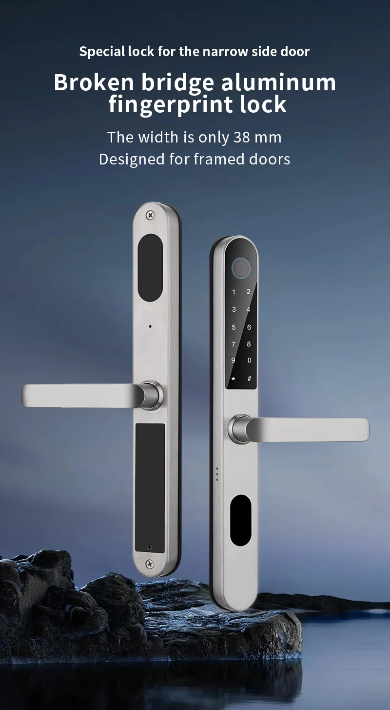 Stainless Steel Waterproof Digital Biometric Handle Fingerprint Glass ...
