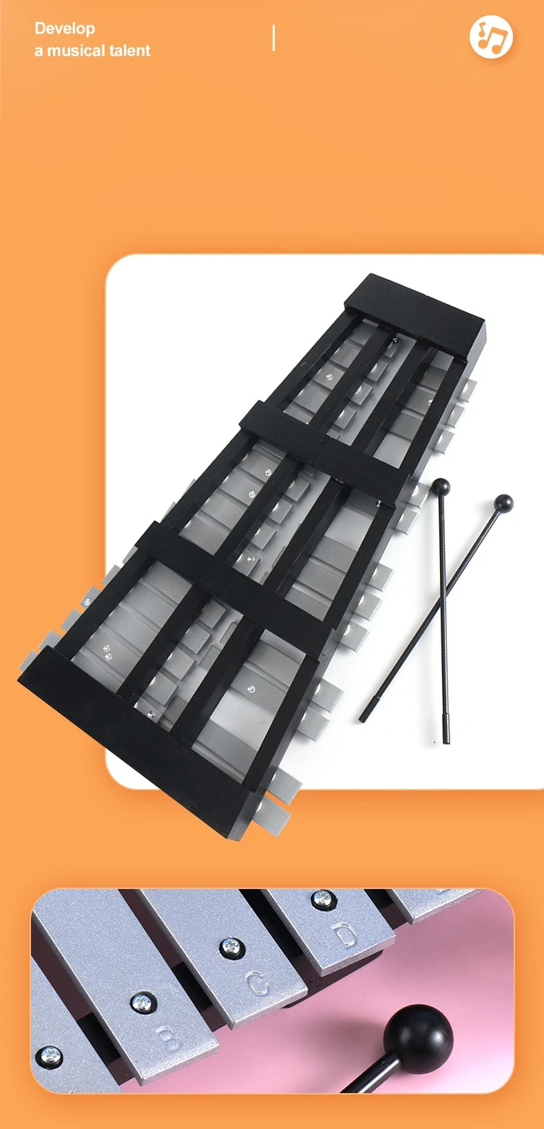 30 Tones Glockenspiel - Playable Xylophone for Beginners, Ideal Musical ...