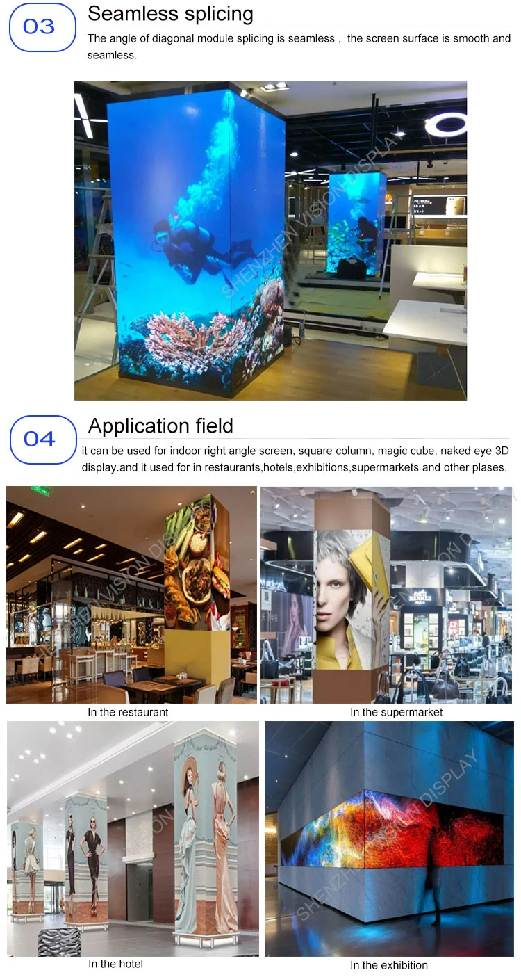 Custom Right Angle Led Display Indoor Advertising Seamless 90 Degree ...