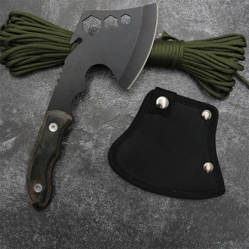 Most Popular Wooden Handle Survival Axe Tactical Hatchet Rescue Camping ...
