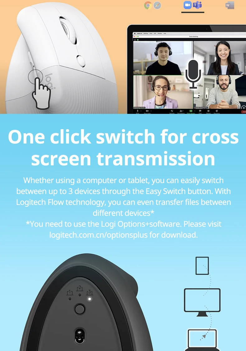 Logitech Lift Ergonomic Mouse - Dual Model Wireless Gaming