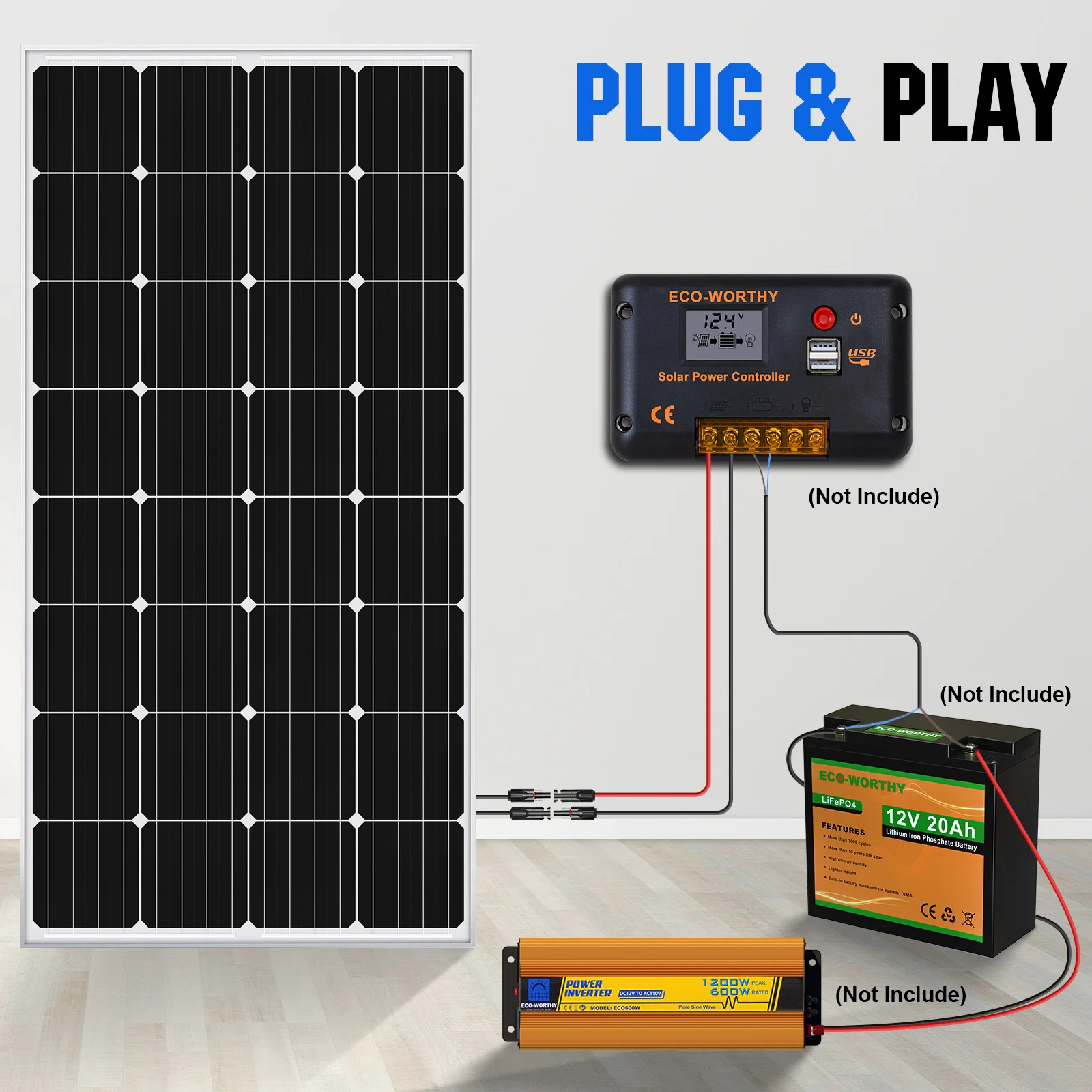 Eco Worthy 12v/18v 150w 160w 170w 180w Mono Solar Panel Caravan Rv Outdoor House Roof Home Solar ...