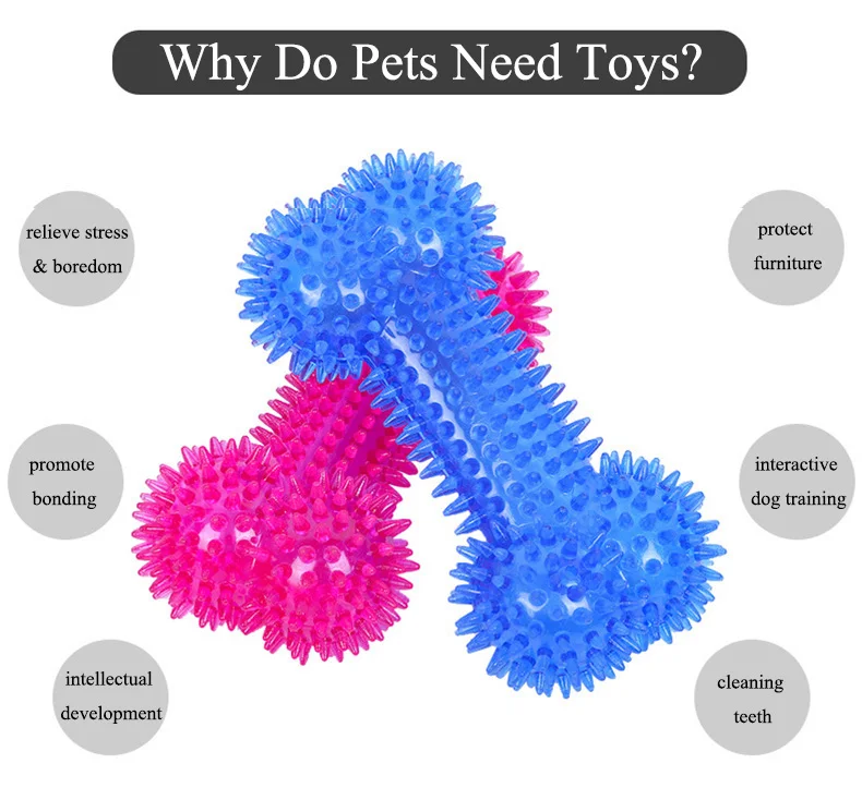 Top Selling Tpr Bone Squeaky Pet Training Dog Chew Toys Toothbrush Indestructible Dot Bone ...