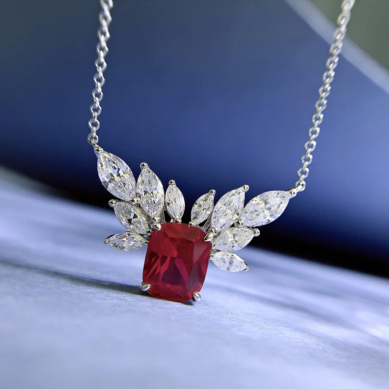 High Quality Hiphop Personality Temperament Ruby Angel Wings Diamond ...