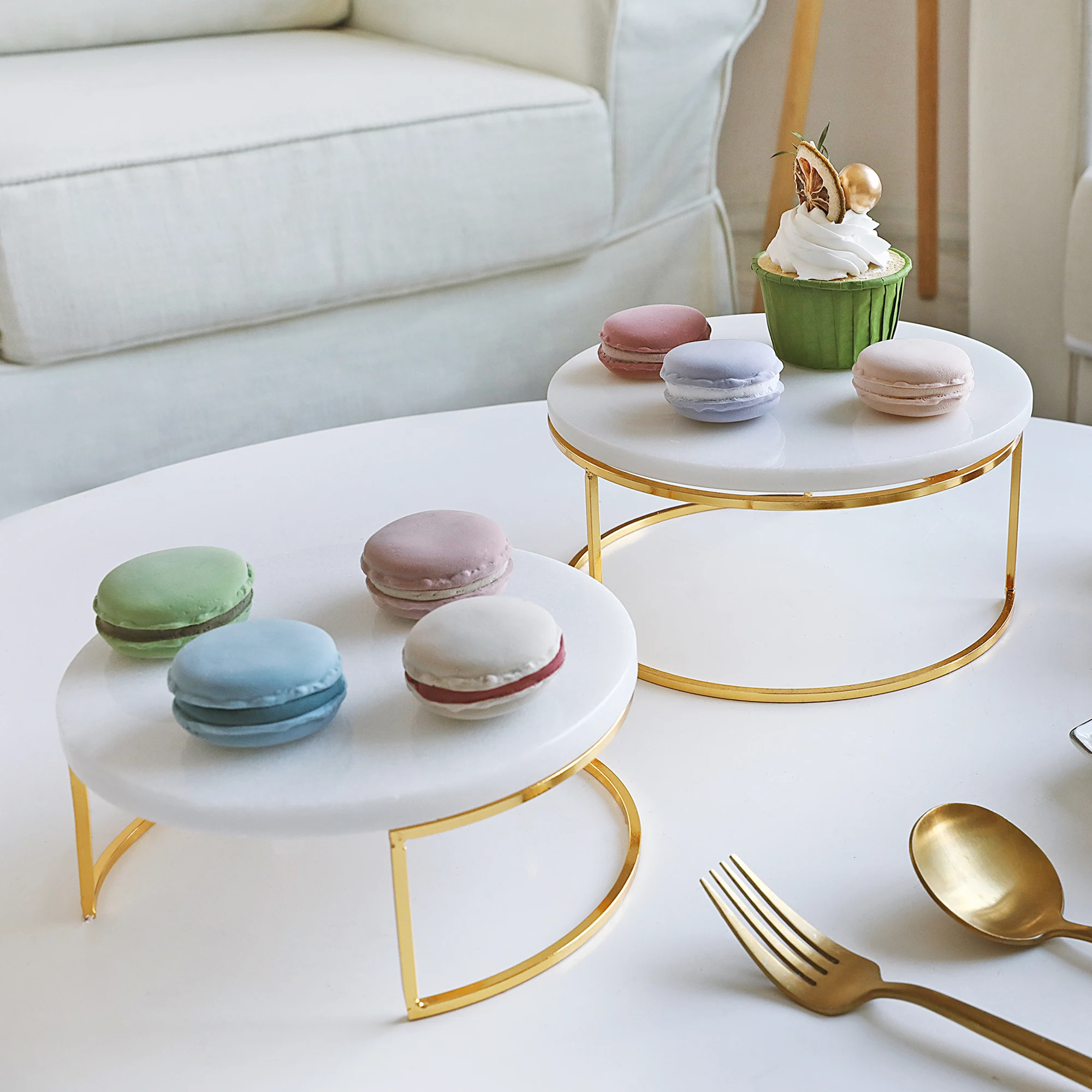 2 Tier Marble Cake Stand - Custom Size for Wedding & Events