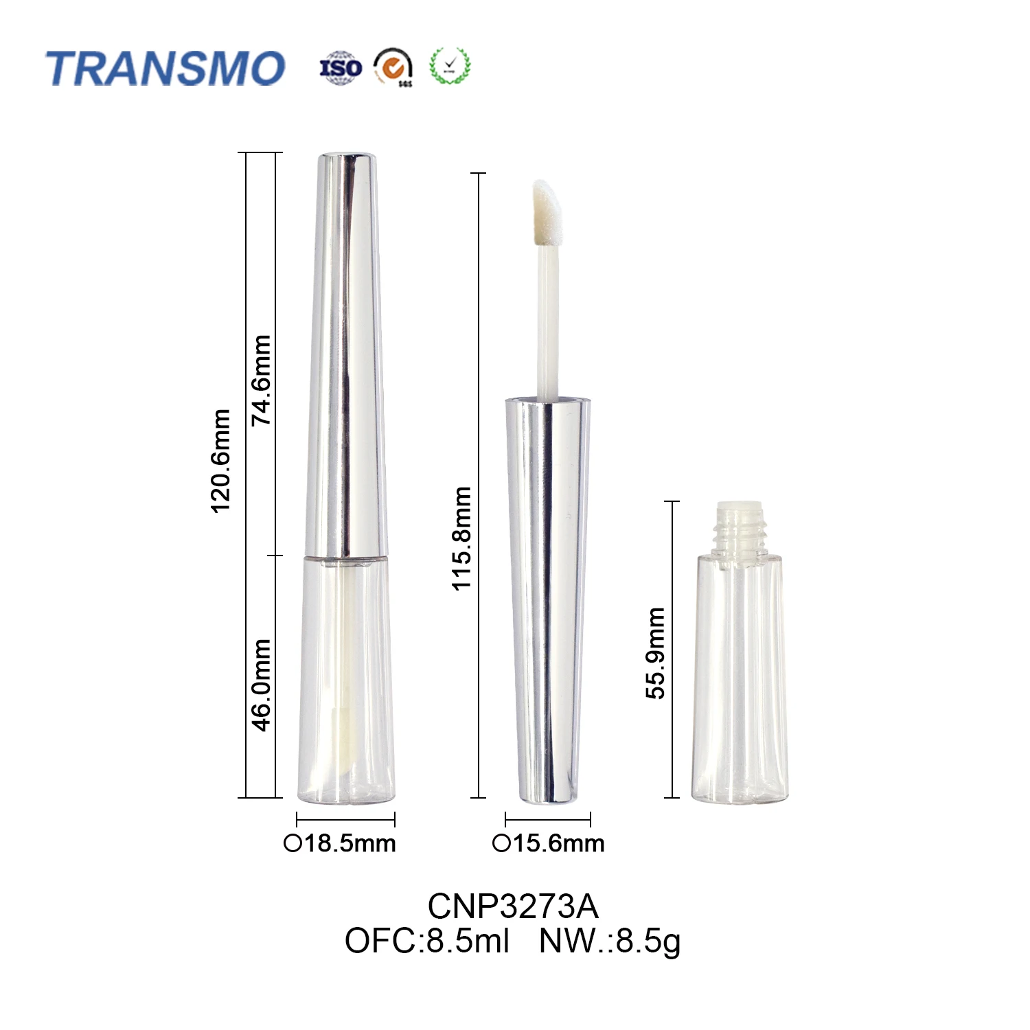 Custom Lip Oil Packaging Plastic Tube Lip Cream Conical Shape 8.5ml Lip ...