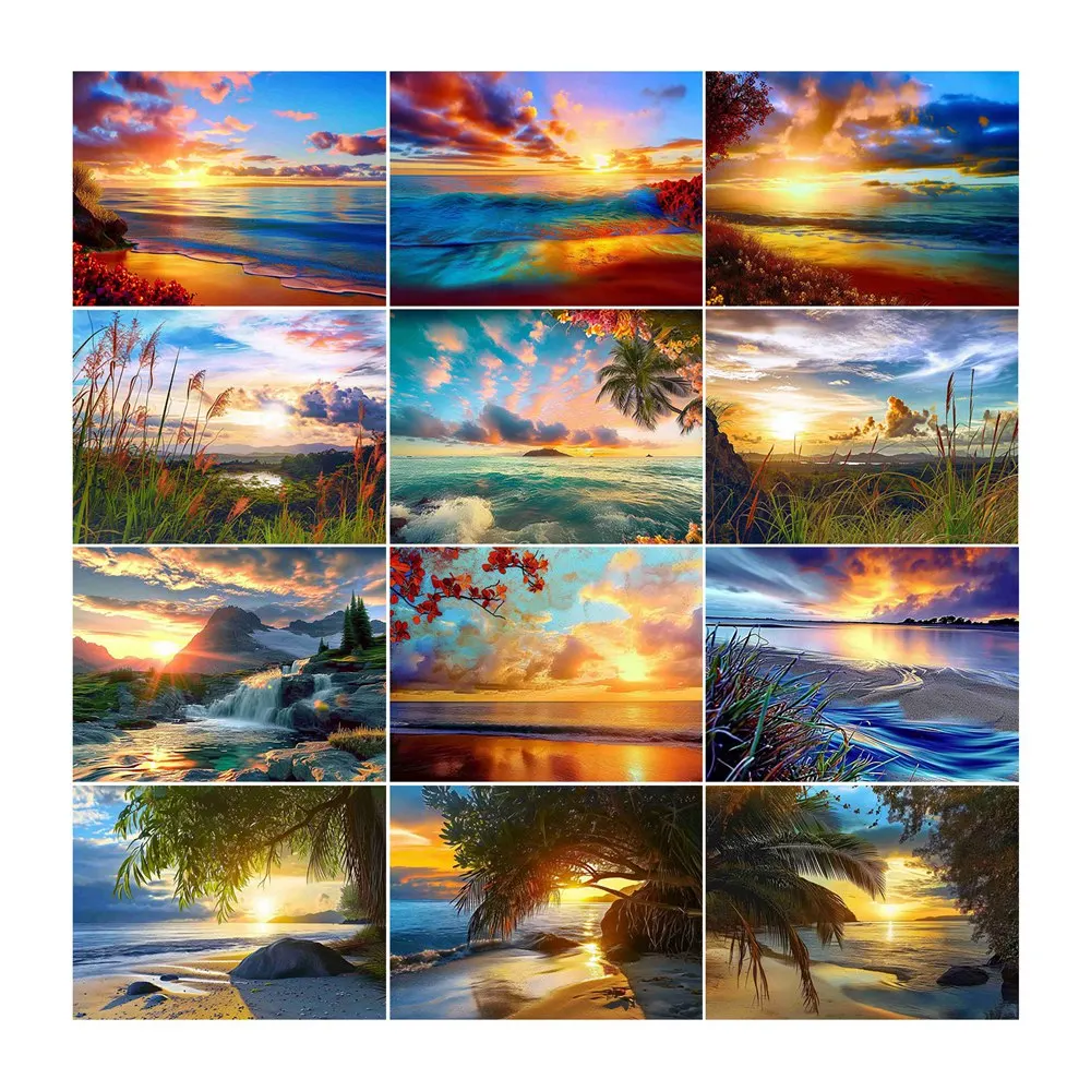 Diy Diamond Painting Kit Sunset Crystal Rhinestone Embroidery Landscape ...