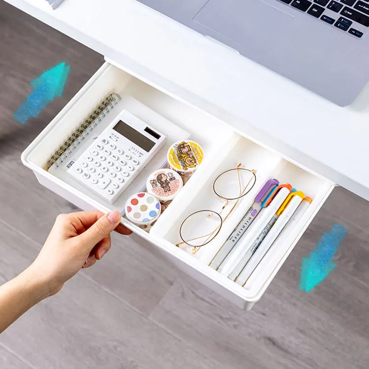 Under Desk Drawer,Slide Out Hidden Desk Drawers Organizer,Self-adhesive ...