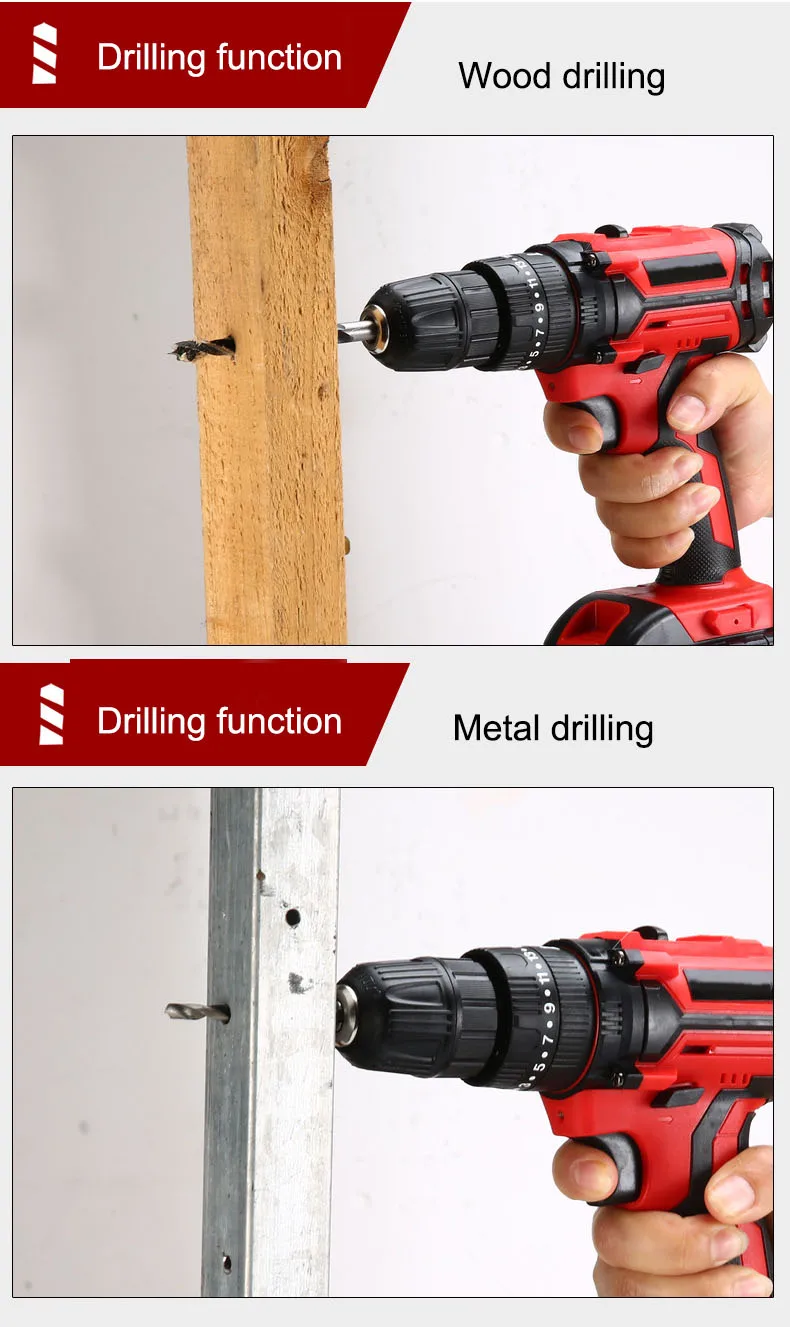 12v/18v/36v Cordless Electric Screwdriver Impact Tool Set Power Drill ...