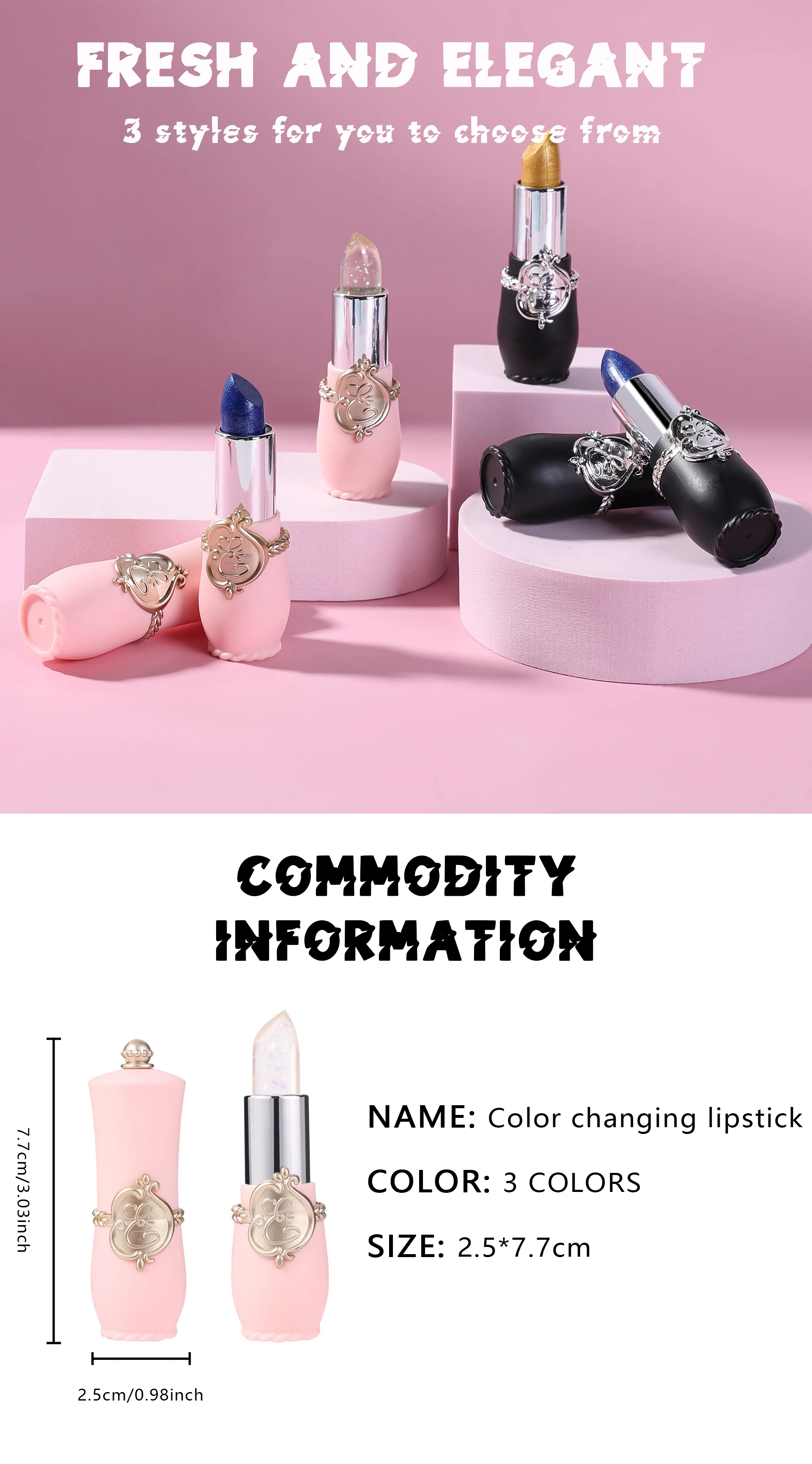 Metallic Gold Color Glitter Lipstick Luxury Lipstick Color Changing ...