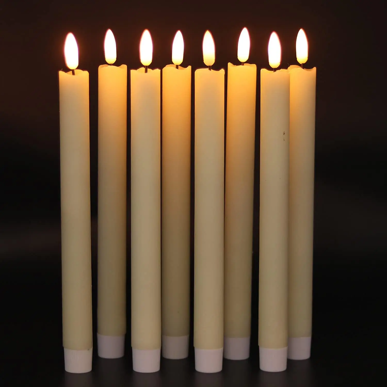 Flameless Ivory Taper Candles Flickering with 10-Key Remote Battery ...