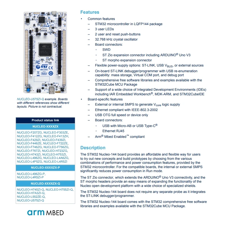 NUCLEO-L552ZE-Q ARM STM32 Nucleo-144 development board STM32L552ZE MCU Development Boards ...