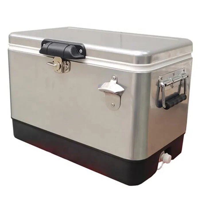 Stainless Steel Ice Chest Beverage Cooler with Bottle Opener 54 QT ...