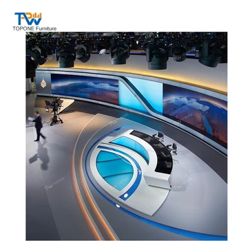 Luxury Modern Broadcasting Station News Desk Radio Tv Studio Live ...
