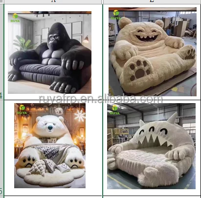 Giant Fuzzy Animal Shaped Rocking Chairs - Comfort & Style