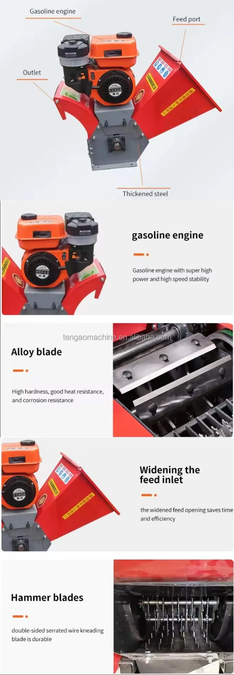 High Efficiency Petrol Diesel Farm Animal Feed Processing Machine