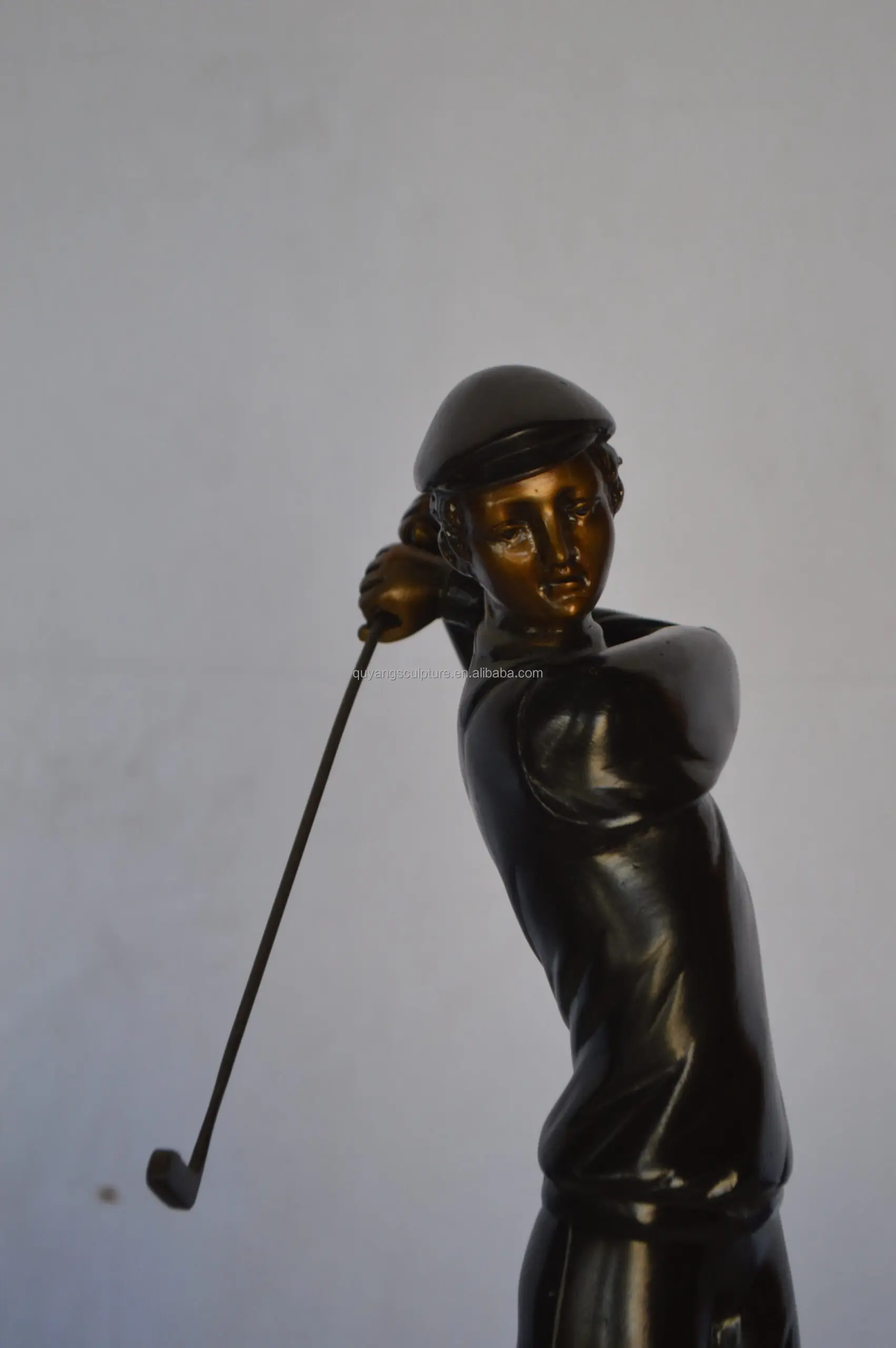 Modern Metal Western Style Bronze Young Golfer Sculpture Stastue Home ...