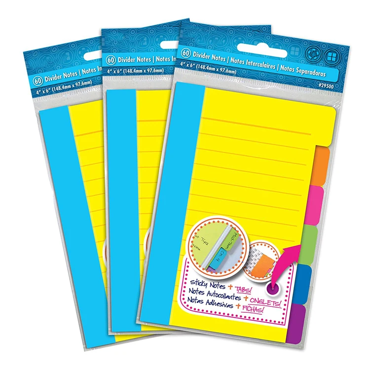 60 Clear Ruled Assorted Neon Colors Bible Tabs Divider Sticky Notes ...