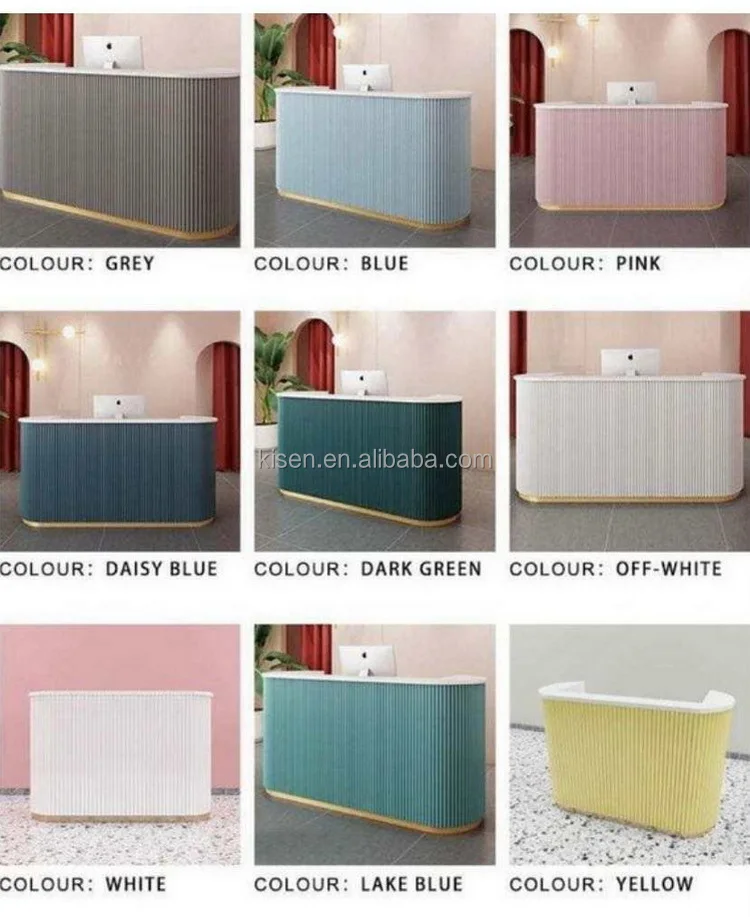 Kisen Modern Linear Reception Desk Pink Black Blue Green Counter Front ...