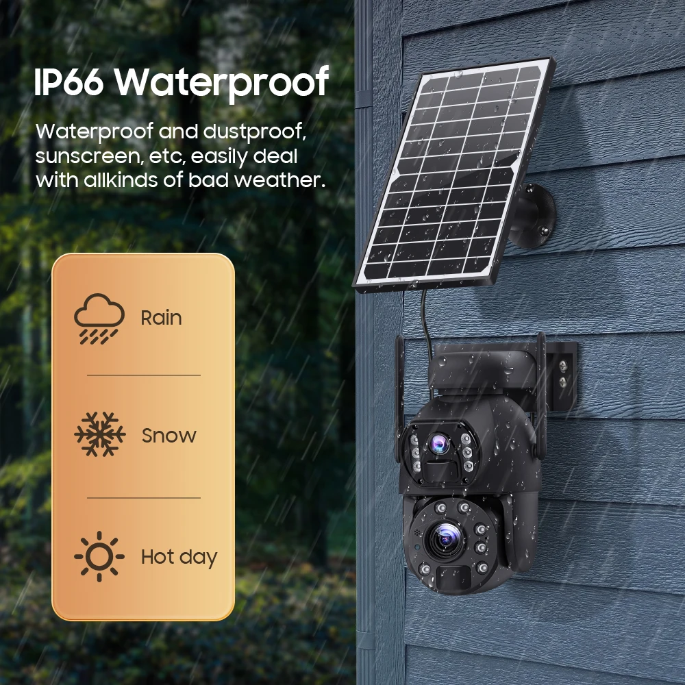Surveillance Solar Cameras Dual lens Solar Energy IP Camera 6MP 8MP ...