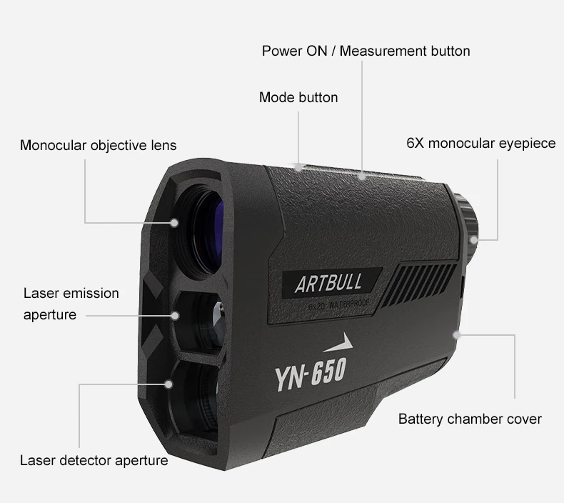 ARTBULL 650m Laser Golf Rangefinder with Flag-Lock Slope Pin for ...