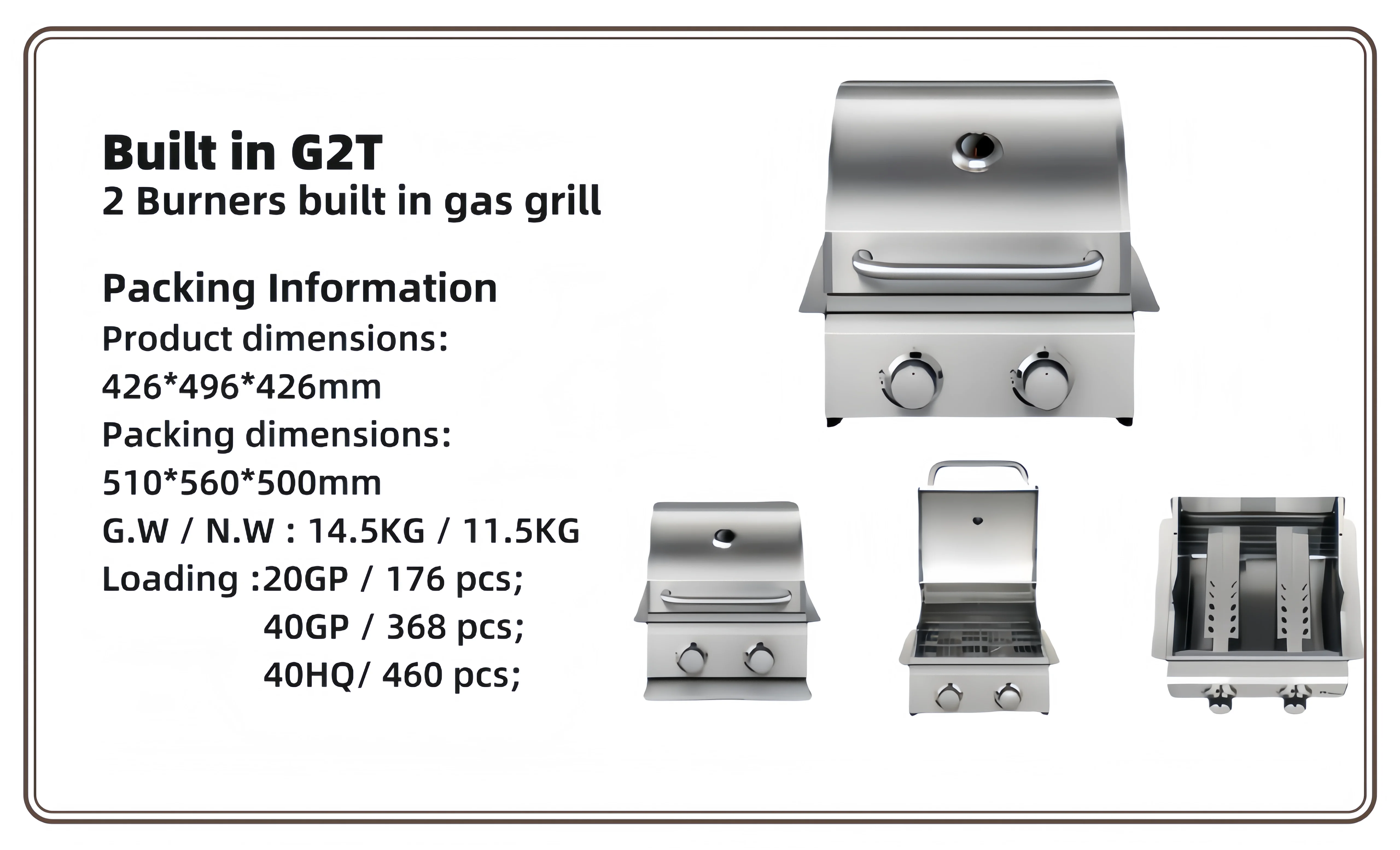 Outdoor 2-5 Burners Built-in Gas BBQ Grill for Commercial Use ...