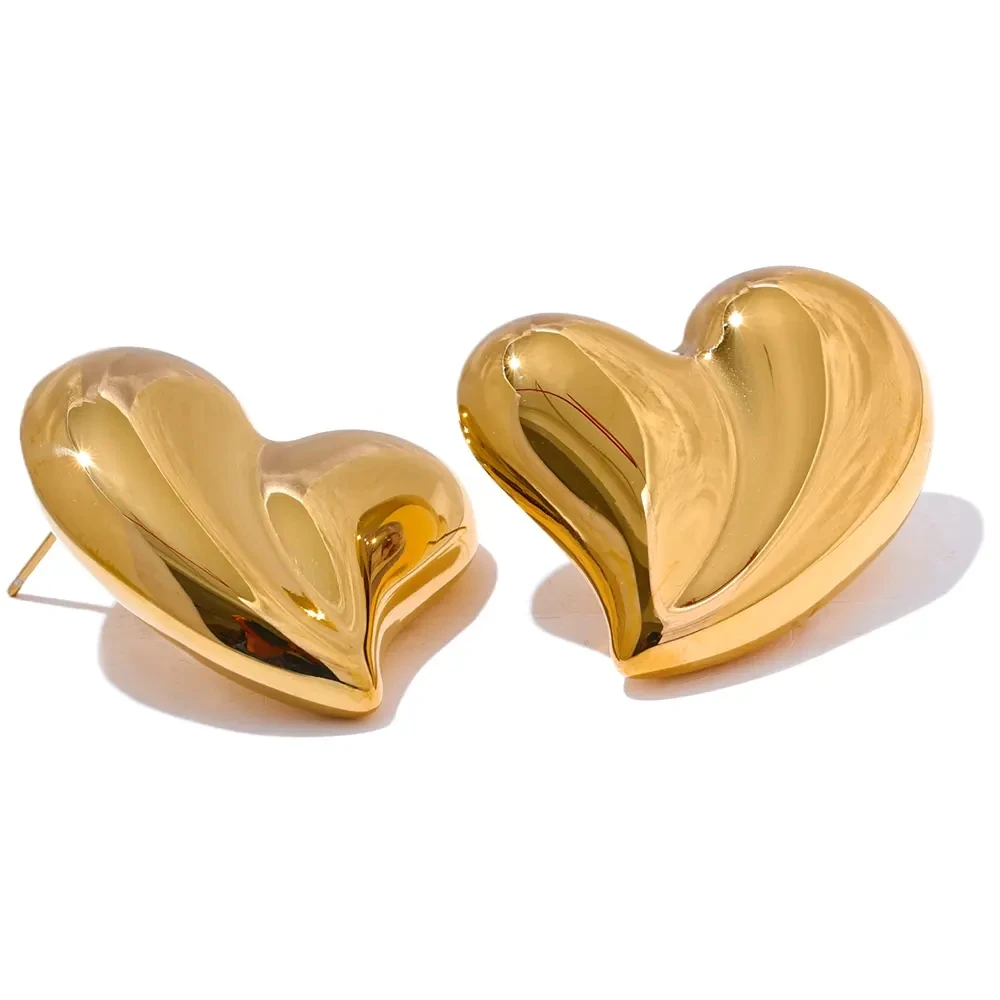 ERESI Gold Plated Fashion Smooth Stainless Steel Heart Love Thick ...