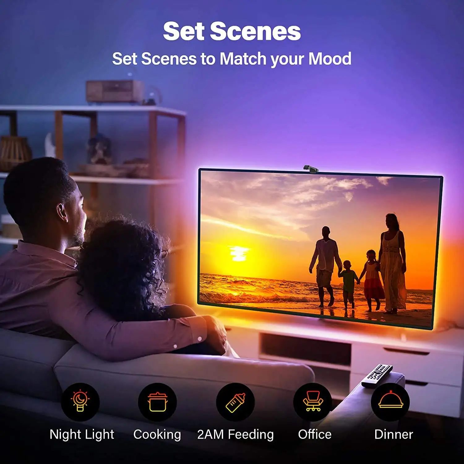 WiFi LED TV Backlight with Camera for 55-65 Inch TV and PC RGBIC App ...