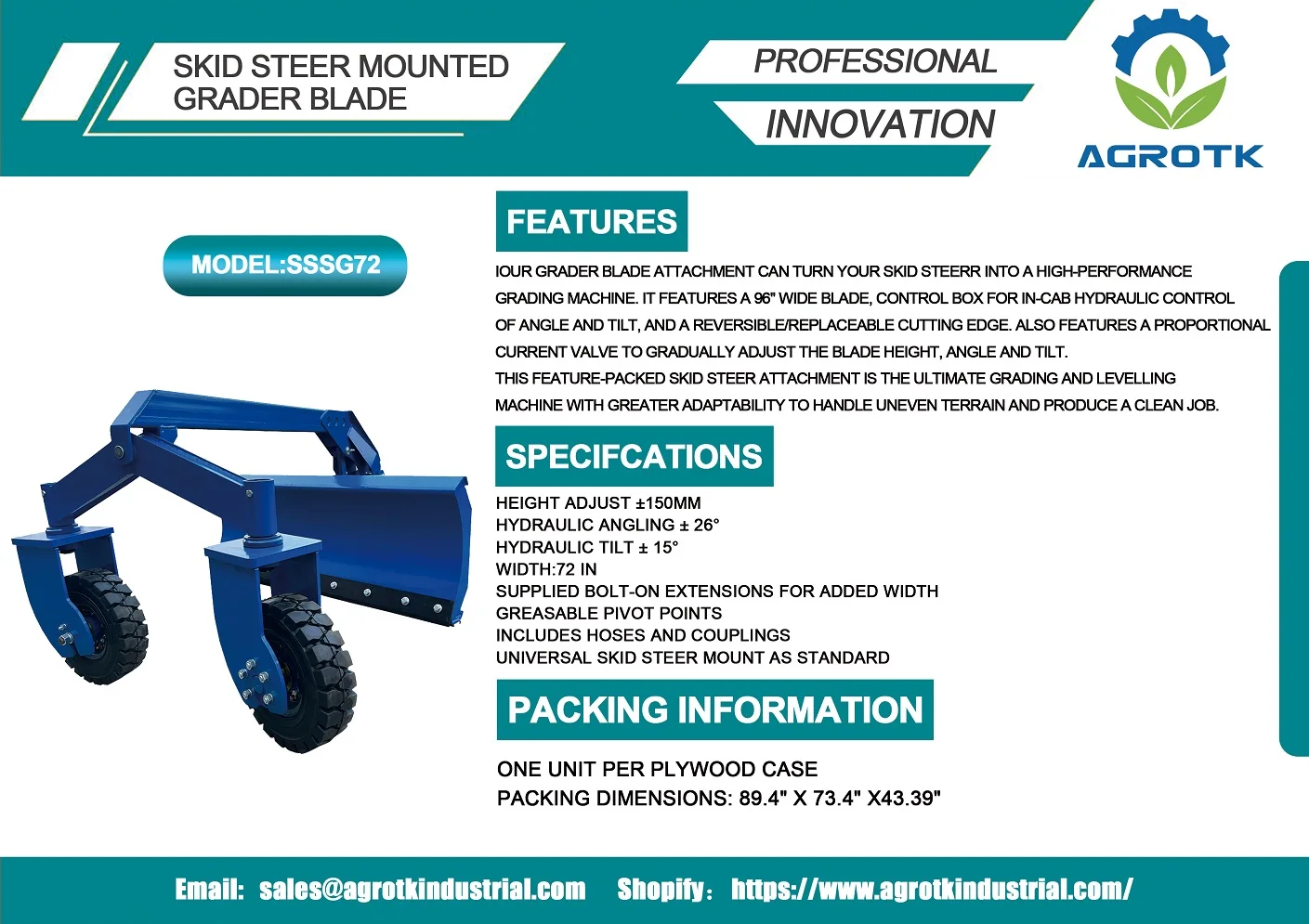 Hydraulic Grader Blade Articulated Wheel Loader With Skid Steer Loader ...